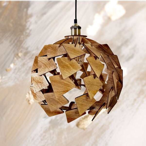 Wooden Hanging Lamp - Etsy