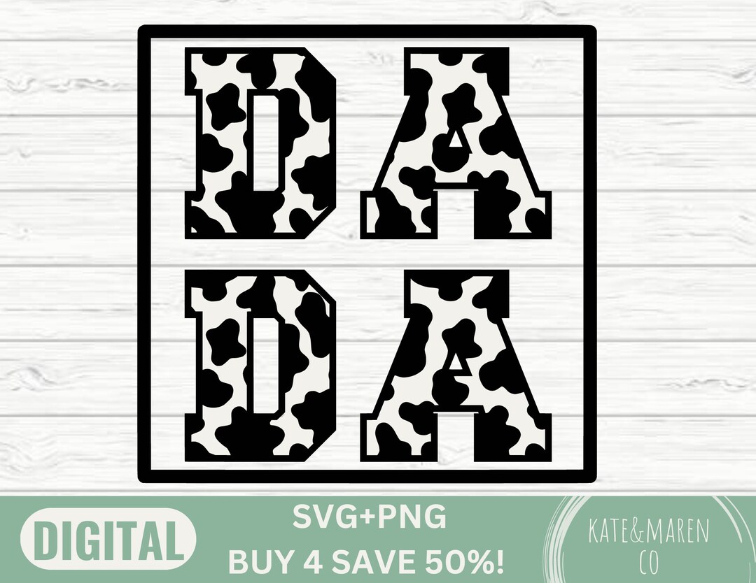 Dada Cow Print Svg Western Dad Png Cricut Cut Files and - Etsy