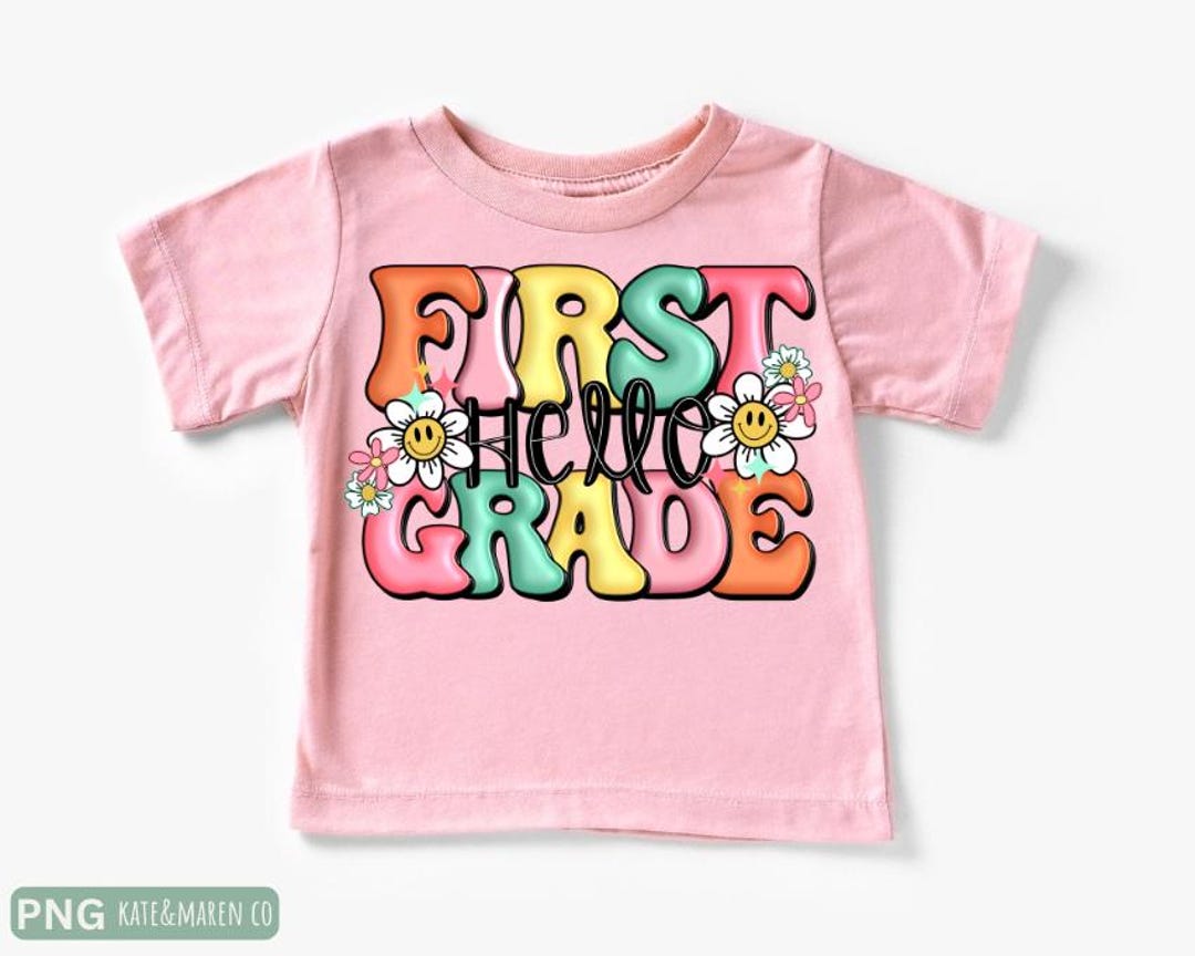 Hello First Grade PNG: Girl 1st Grade Floral Design (digital Download ...