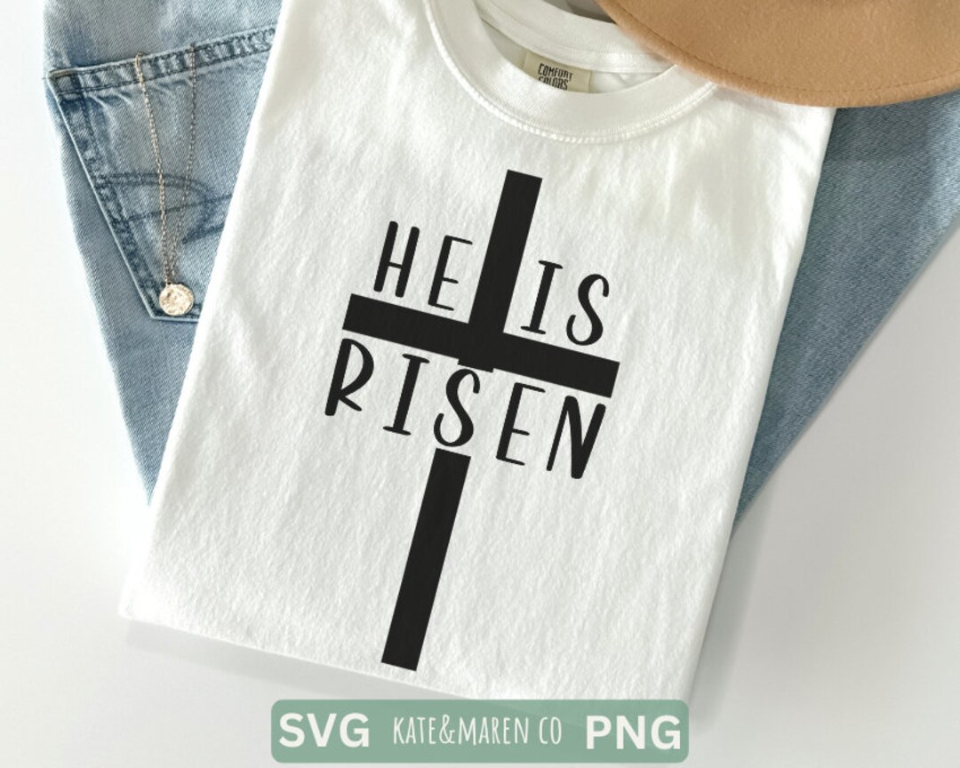 He is Risen Svg, Easter Religious Svg and Png, Retro Boho Christian ...