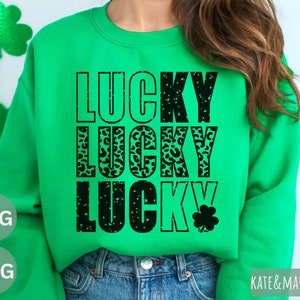 Lucky Svg, Lucky Stacked Svg, St Patrick Leopard Print, St Pattys ...
