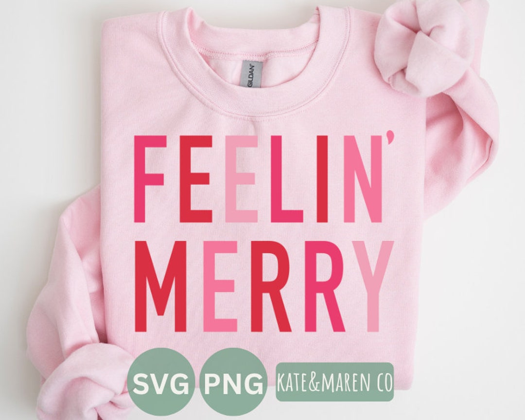 Feeling Merry Svg, Merry and Bright Svg, Pink Christmas Svg, Retro ...