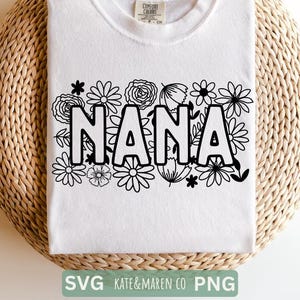 Nana Svg, Floral Nana Png, Flower Nana Svg, Nana Cricut Cut File and Sublimation - Etsy