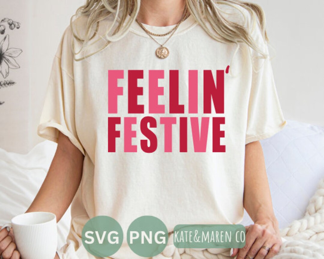 Feeling Festive Svg, Merry and Bright Svg, Christmas Sign Svg, Retro ...