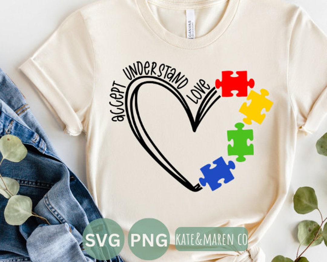 Autism Awareness Svg Puzzle Piece Heart Svg Peace Love - Etsy