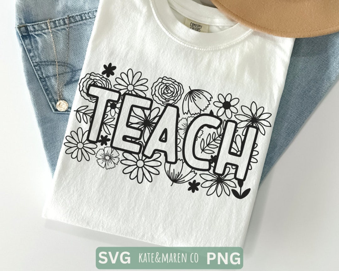 Teacher Svg Teacher Flower Svg Floral Png Teach Svg School Svg
