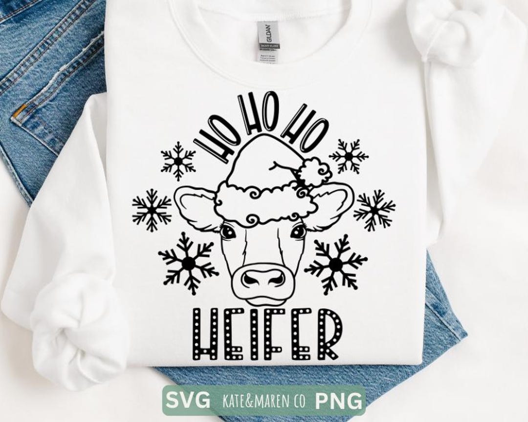 Christmas Cow Svg, Ho Ho Ho Heifer Png, Cow Cricut Cut File and ...