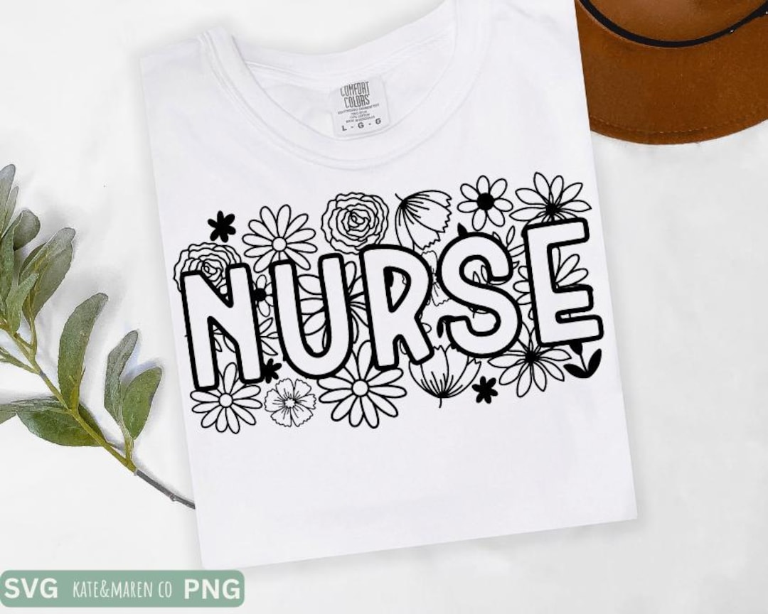 Floral Nurse SVG: RN Flower Design, Cricut & Sublimation (digital File ...