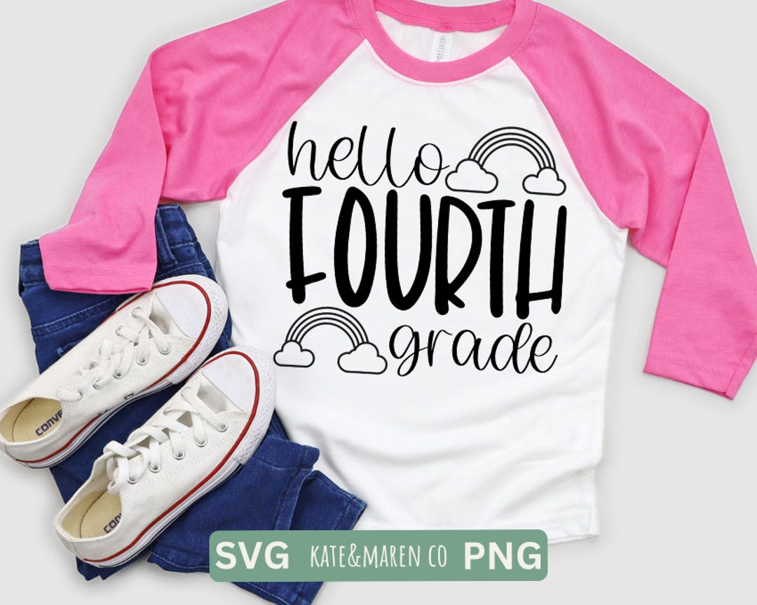 Hello Fourth Grade Svg, Girl Fourth Grade Rainbow Svg, Retro Fourth ...