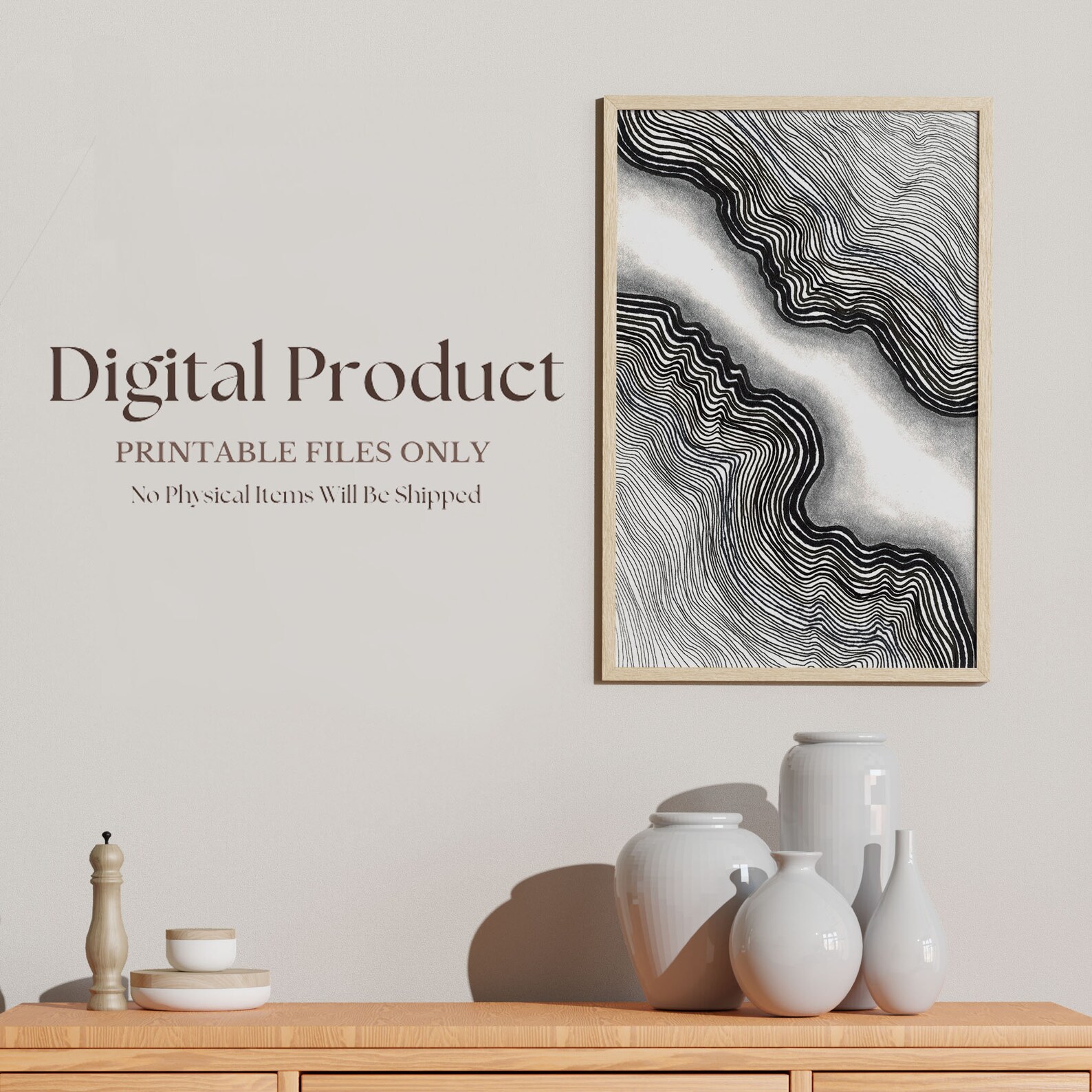 Abstract Geometric Ink & Pencil Drawing, Original Modern Lines Art ...