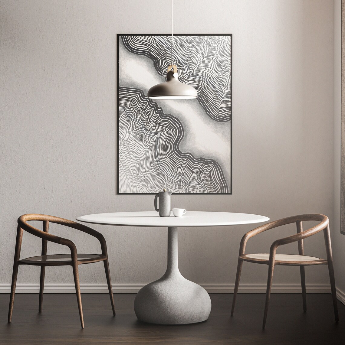 Abstract Geometric Ink & Pencil Drawing, Original Modern Lines Art ...