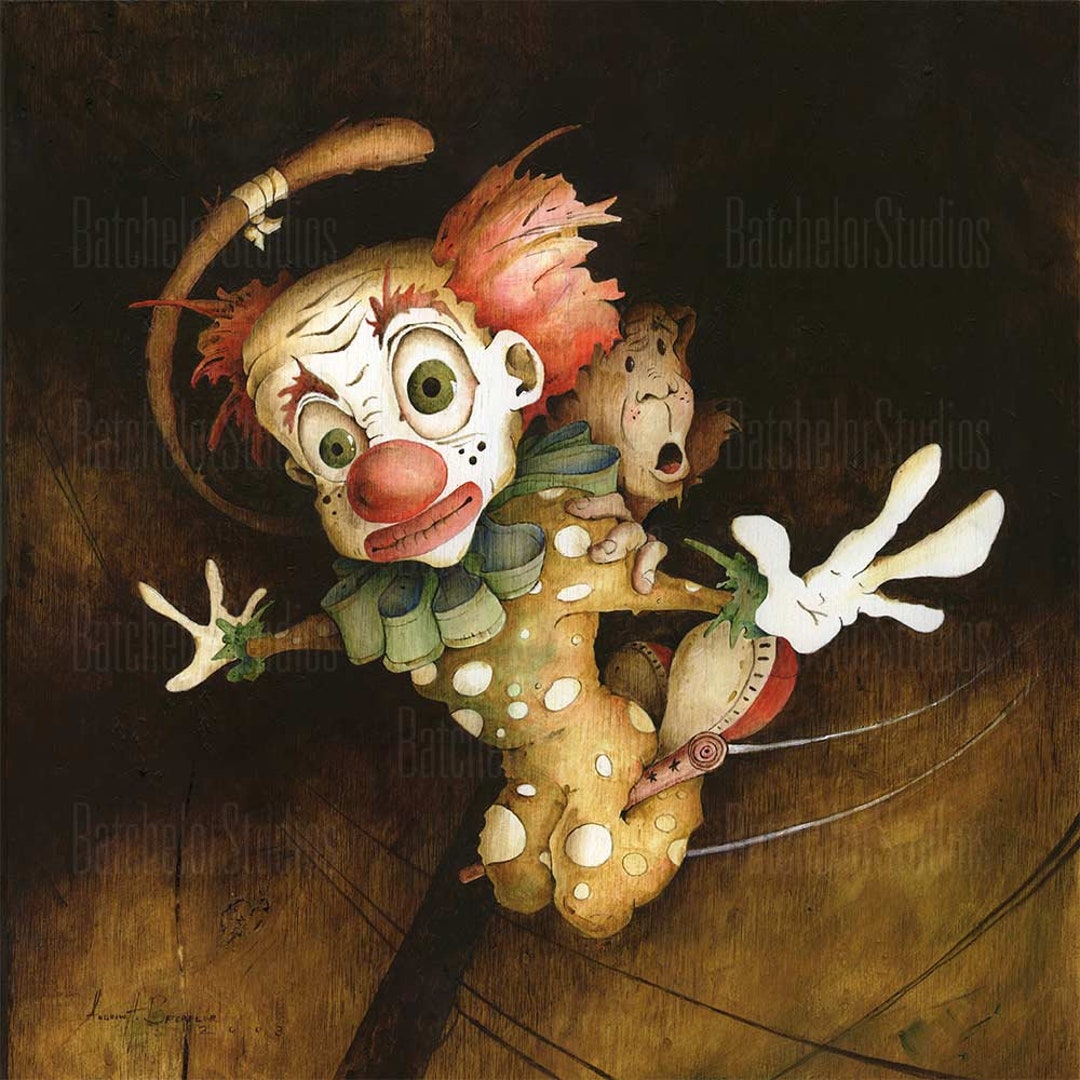 Cute Clown Art, Vintage Circus Wall Decor, Acrobat, Trapeze Artist ...