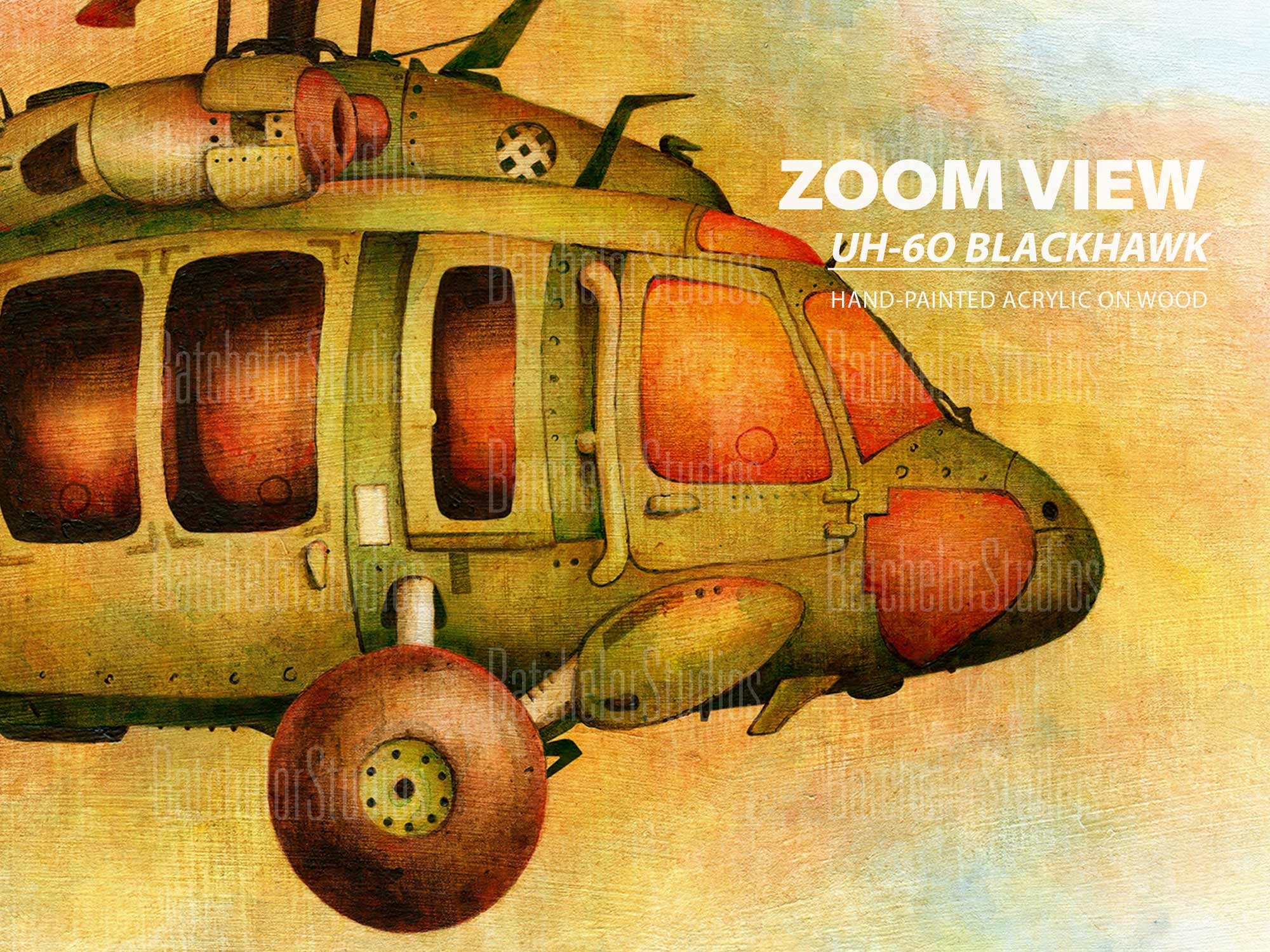 UH-60 Blackhawk Helicopter Painting, Military Wall Art, Nursery, Kids ...