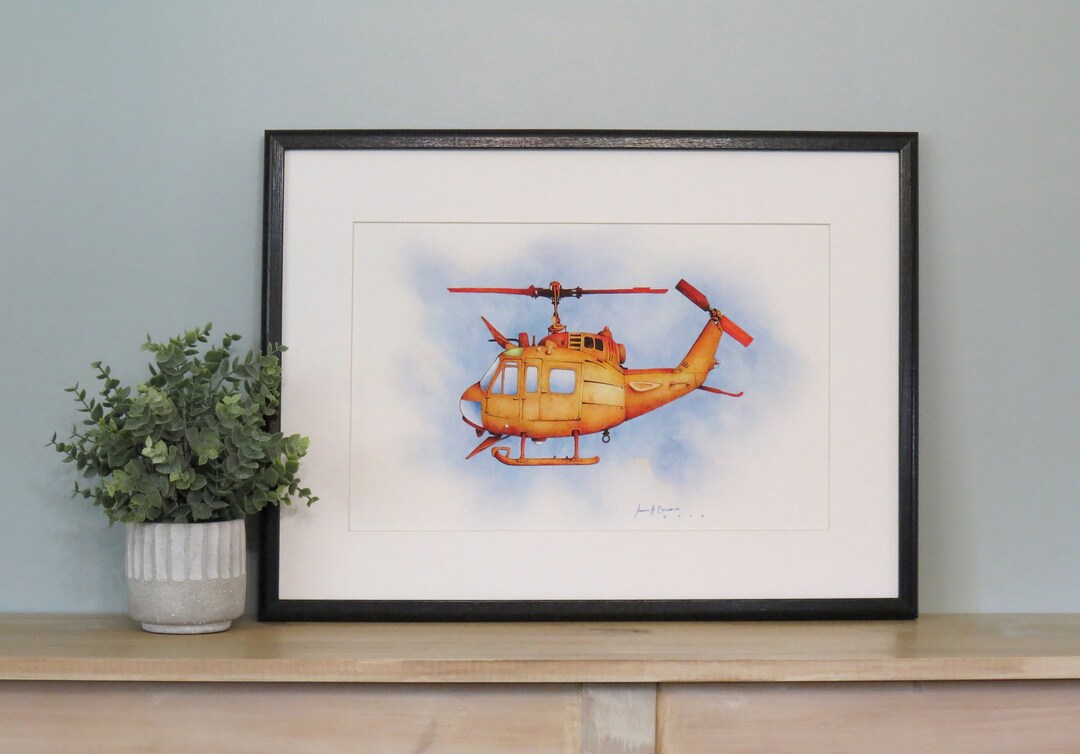 UH-1 Huey Helicopter Wall Art, Army Iroquois, Nursery Wall Decor, Boys ...