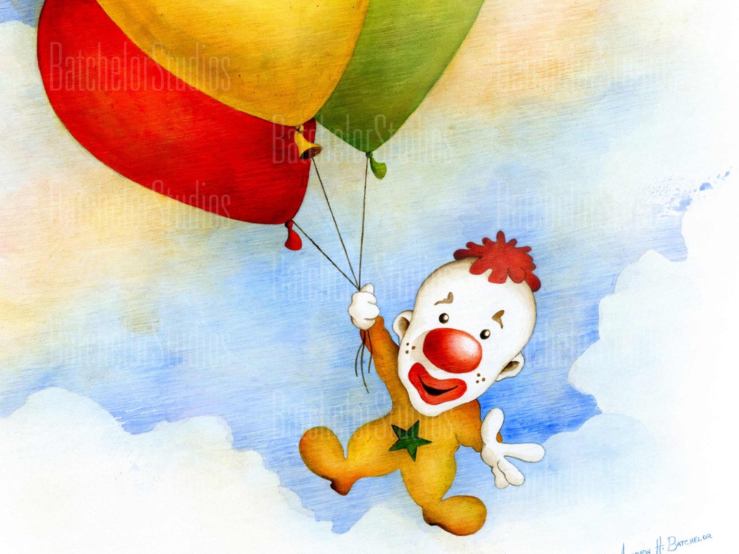 Clown Painting, Flying Circus, Aviation Wall Art, Digital Download ...