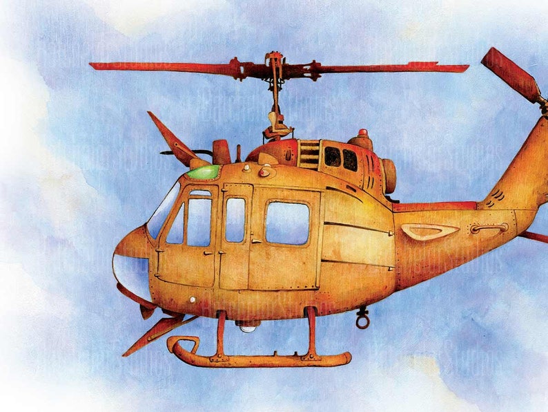 UH-1 Huey Helicopter Wall Art, Army Iroquois, Nursery Wall Decor, Boys ...