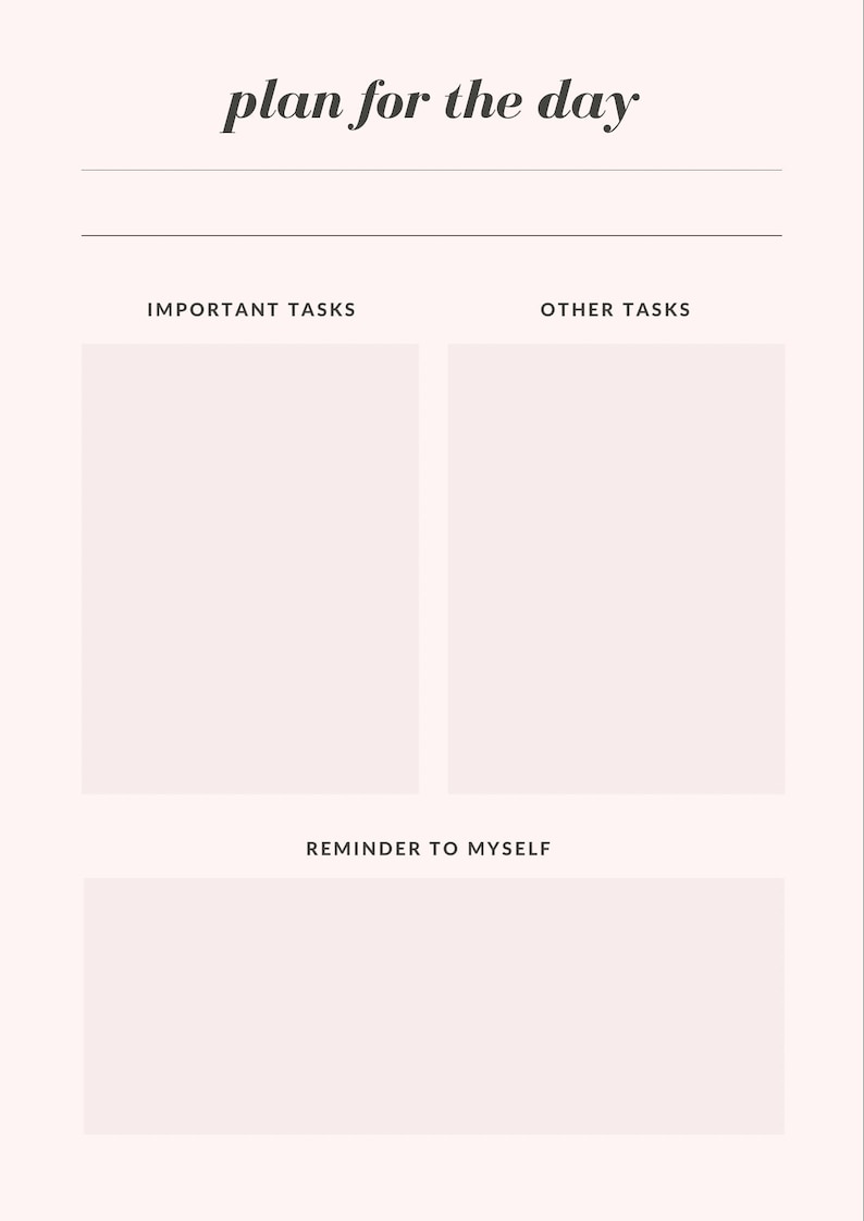 Printable Plan of the Day Printable Planner Digital Product - Etsy ...