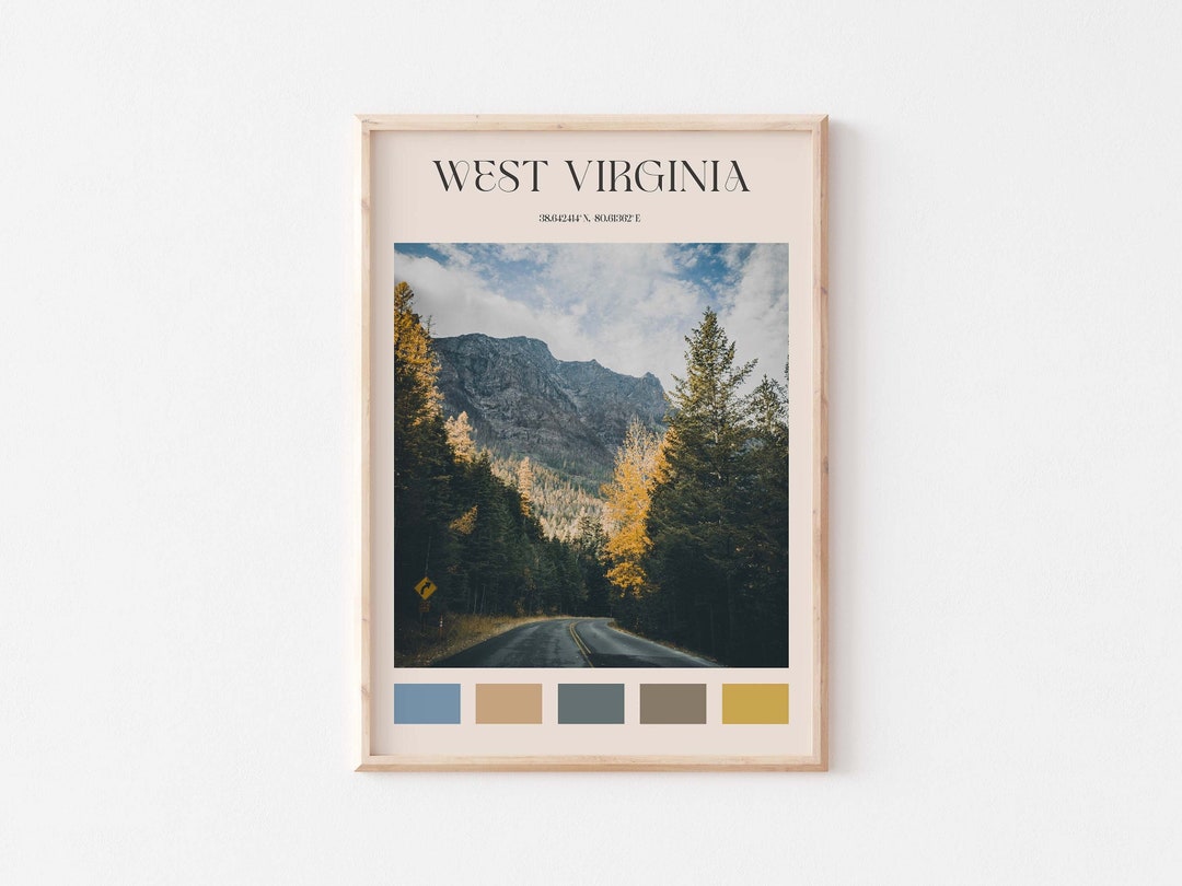 West Virginia Print, West Virginia Wall Art, West Virginia Poster, West ...