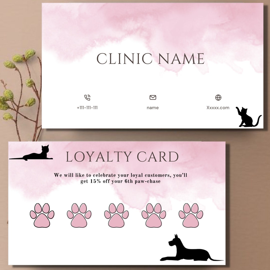 Bright Customer Loyalty Card With Dogs, Business Card With Animals ...