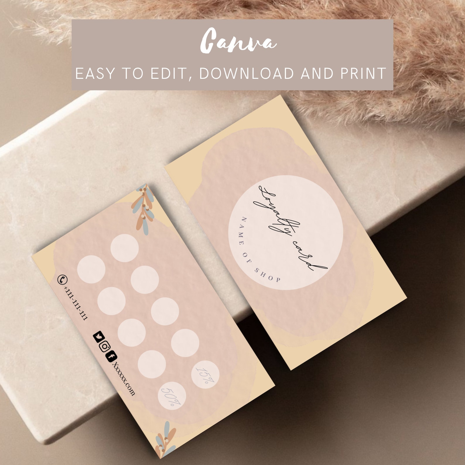 Aesthetic Loyalty Card Template, Modern Customer Loyalty Card, Editable ...