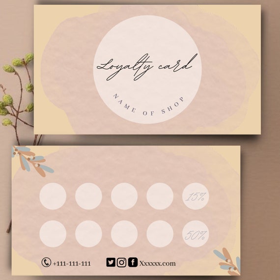 Aesthetic Loyalty Card Template Modern Customer Loyalty Card - Etsy