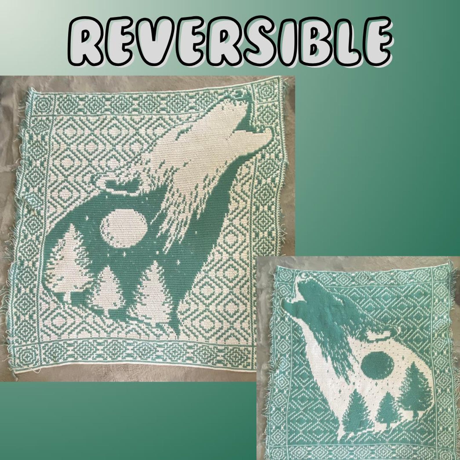 Moonlight Serenade Howling Wolf Mosaic Crochet Blanket PATTERN ONLY - Etsy