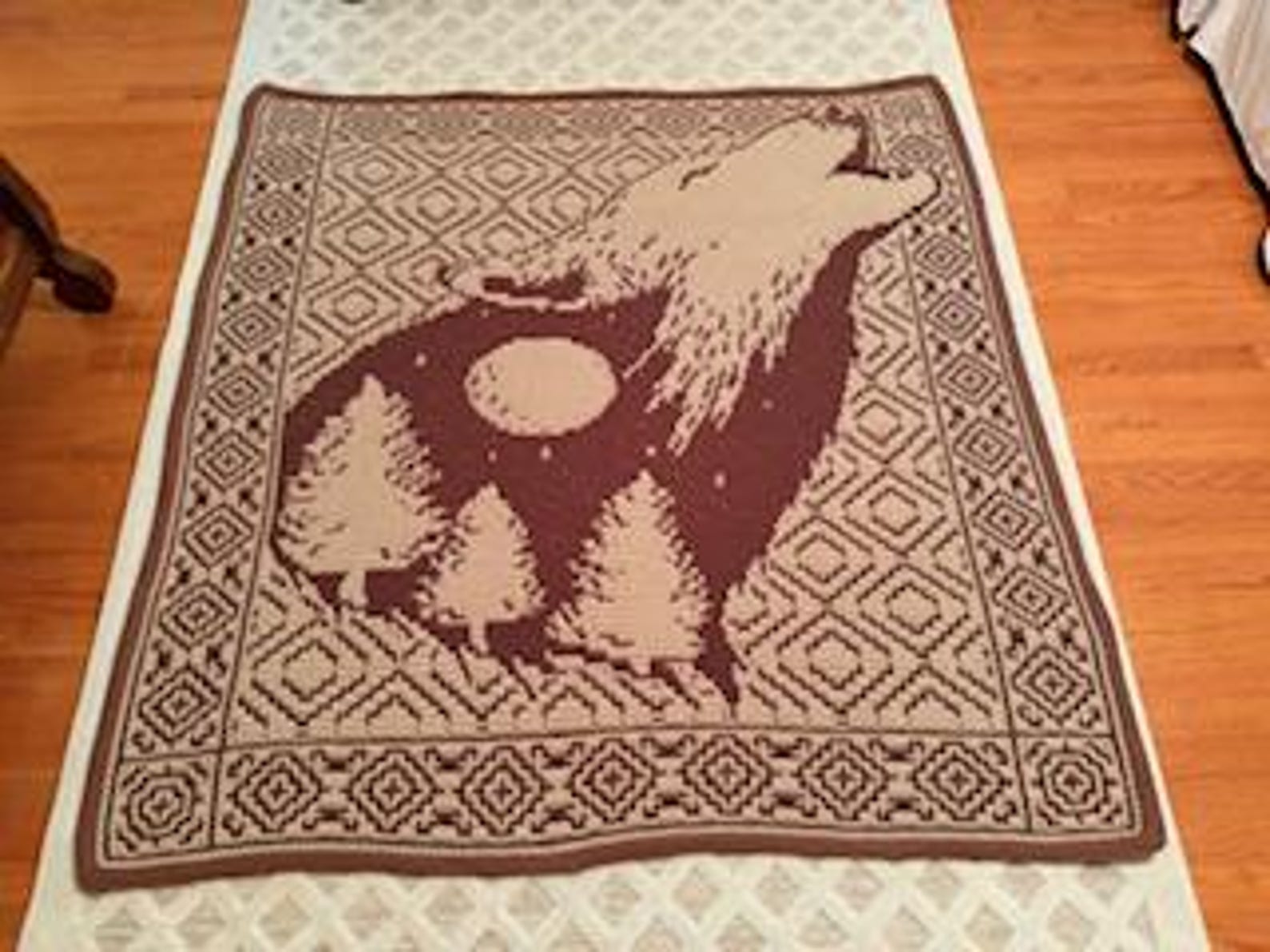 Moonlight Serenade Howling Wolf Mosaic Crochet Blanket PATTERN ONLY - Etsy