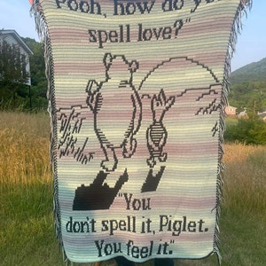 Classic Pooh and Piglet - How Do You Spell Love? Mosaic Crochet Blanket ...