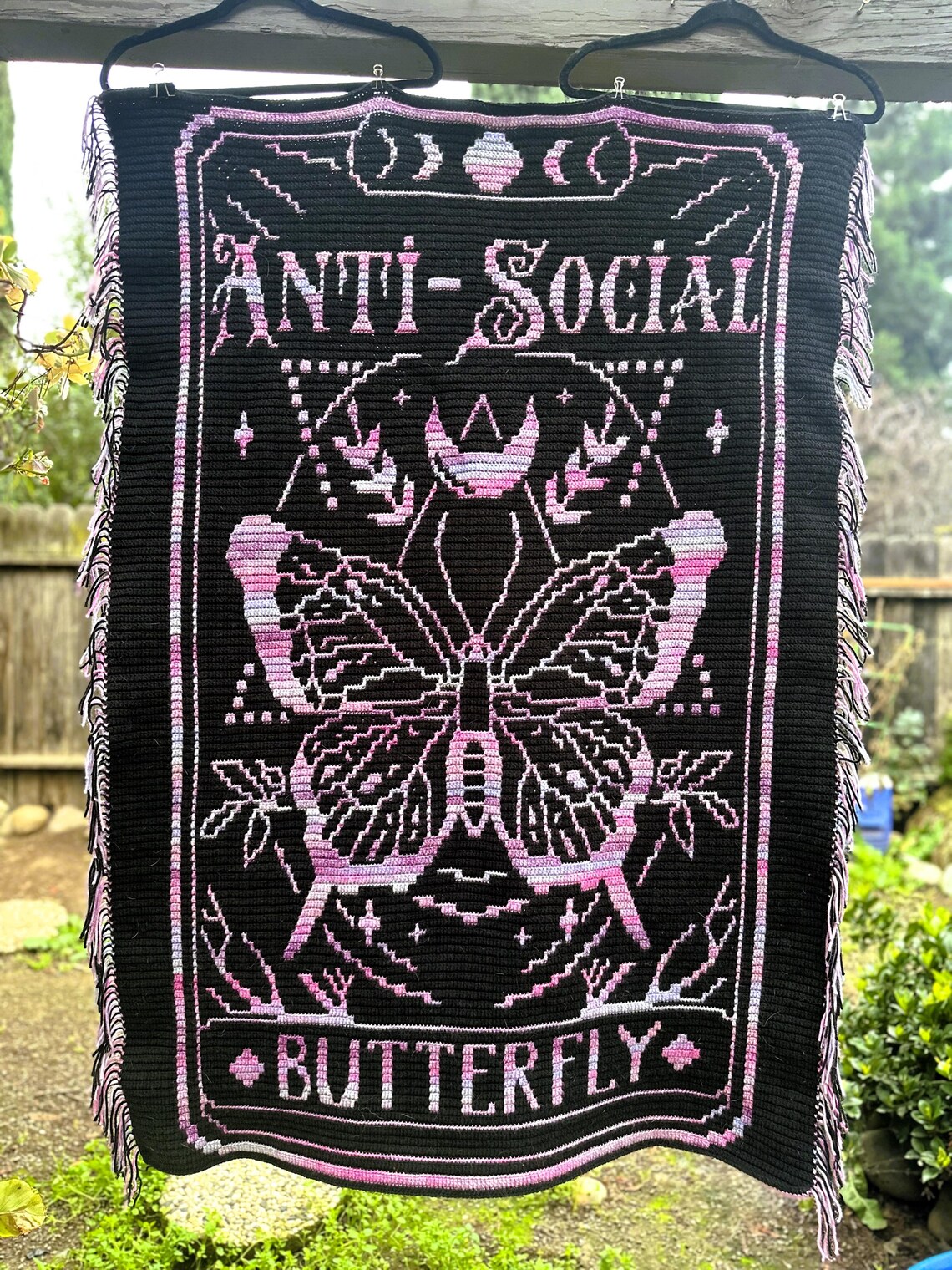 Anti-social Butterfly Tarot Overlay Mosaic Crochet Blanket PATTERN ONLY ...