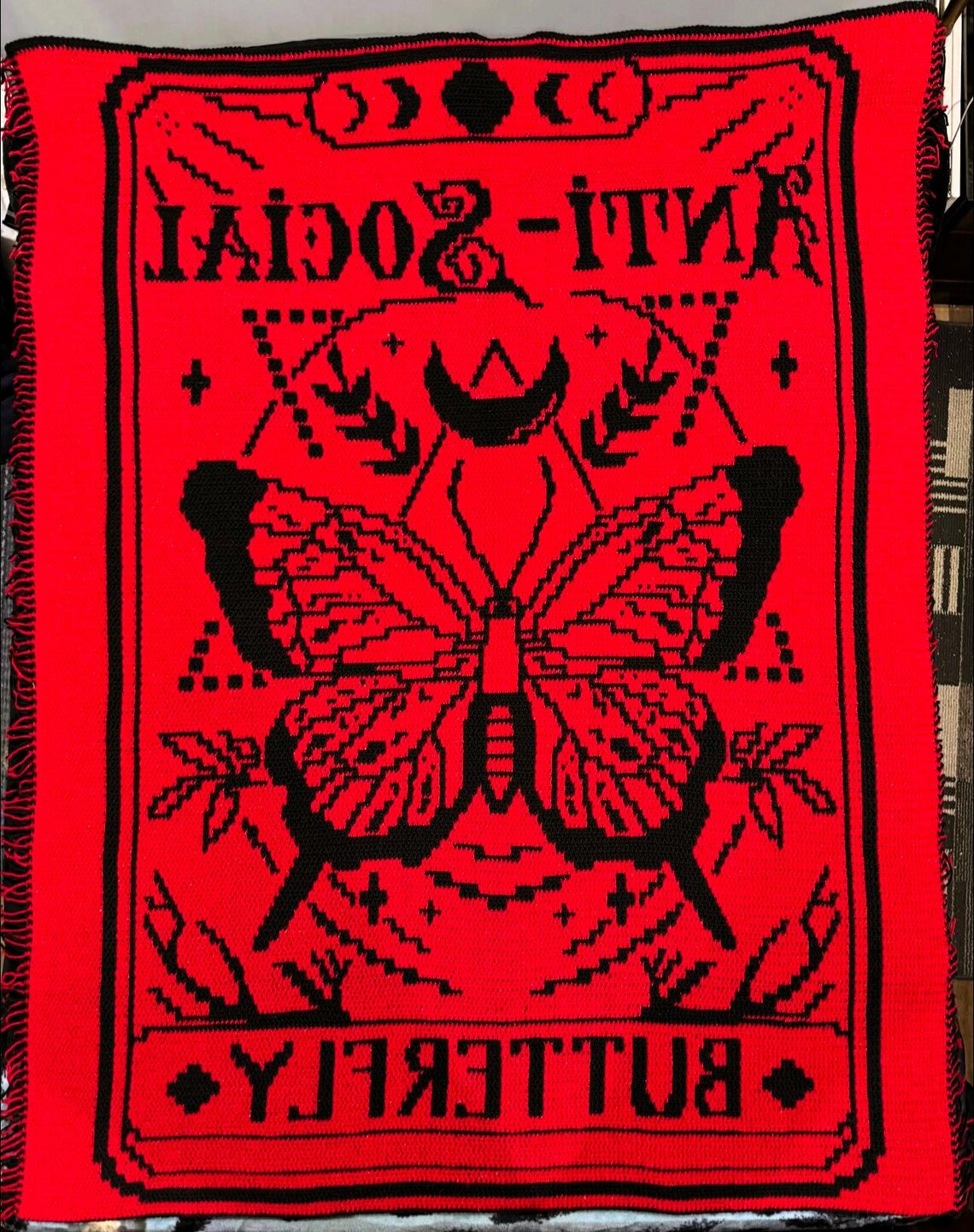 Anti-social Butterfly Tarot Overlay Mosaic Crochet Blanket PATTERN ONLY ...