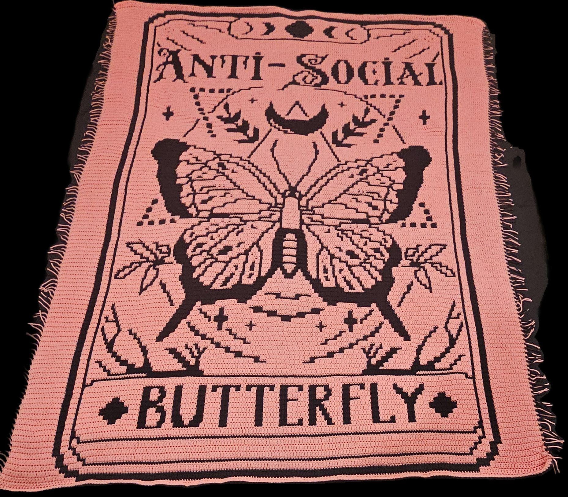 Anti-social Butterfly Tarot Overlay Mosaic Crochet Blanket PATTERN ONLY ...