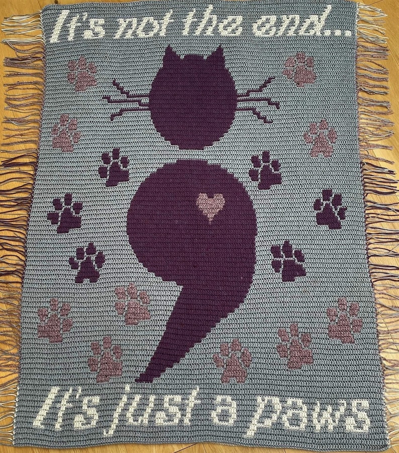 Semicolon Cat Mosaic Crochet Blanket PATTERN ONLY - Etsy