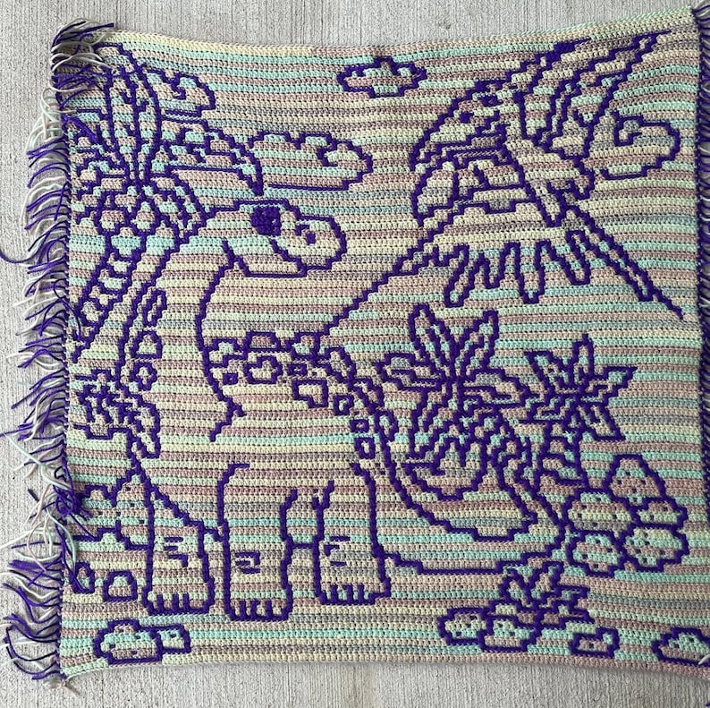 Cute-a-saurus Dinosaur Overly Mosaic Crochet Boy Baby/toddler Blanket ...