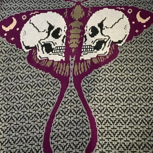 Gothic Moth Overlay Mosaic Crochet Blanket PATTERN ONLY - Etsy