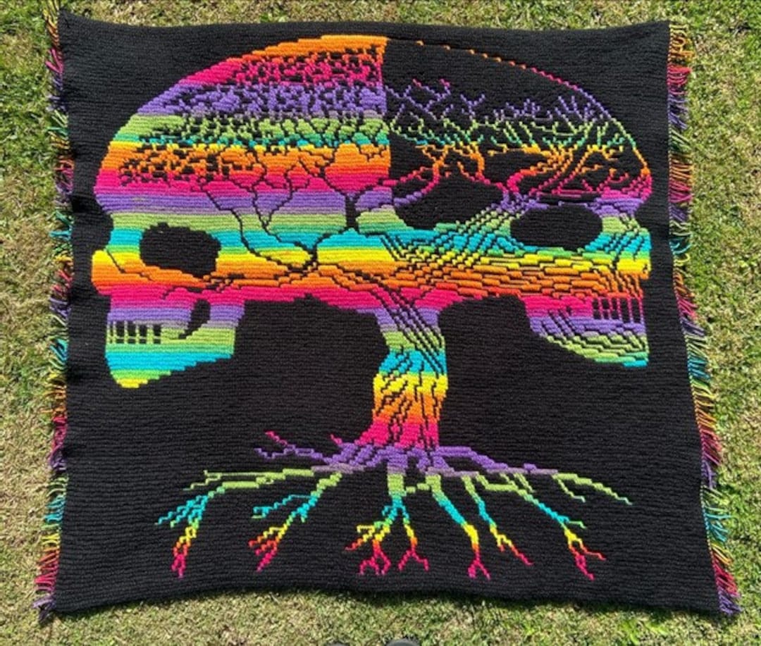 Skull Tree Mosaic Crochet Blanket PATTERN ONLY - Etsy