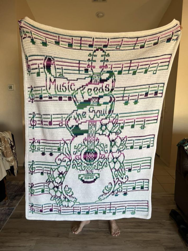 Music Feeds the Soul Overlay Mosaic Crochet Blanket PATTERN ONLY - Etsy