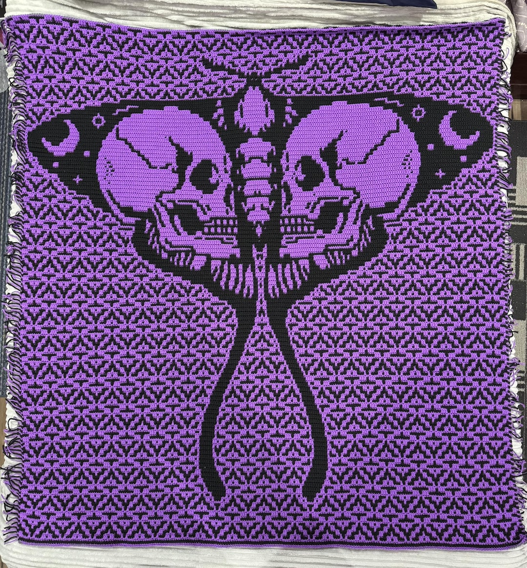 Gothic Moth Overlay Mosaic Crochet Blanket PATTERN ONLY - Etsy