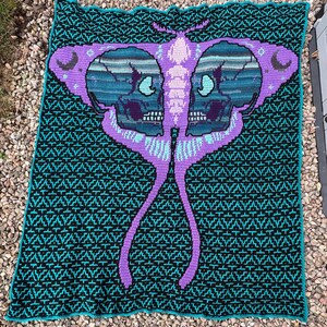 Gothic Moth Overlay Mosaic Crochet Blanket PATTERN ONLY - Etsy