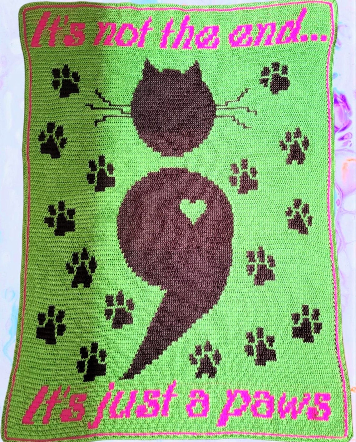 Semicolon Cat Mosaic Crochet Blanket PATTERN ONLY - Etsy