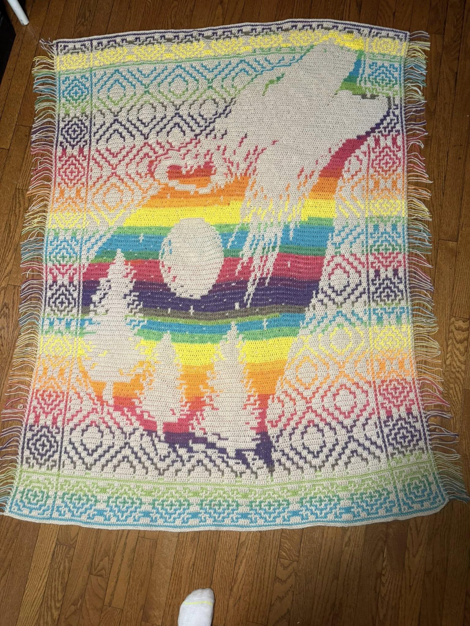 Moonlight Serenade Howling Wolf Mosaic Crochet Blanket PATTERN ONLY - Etsy