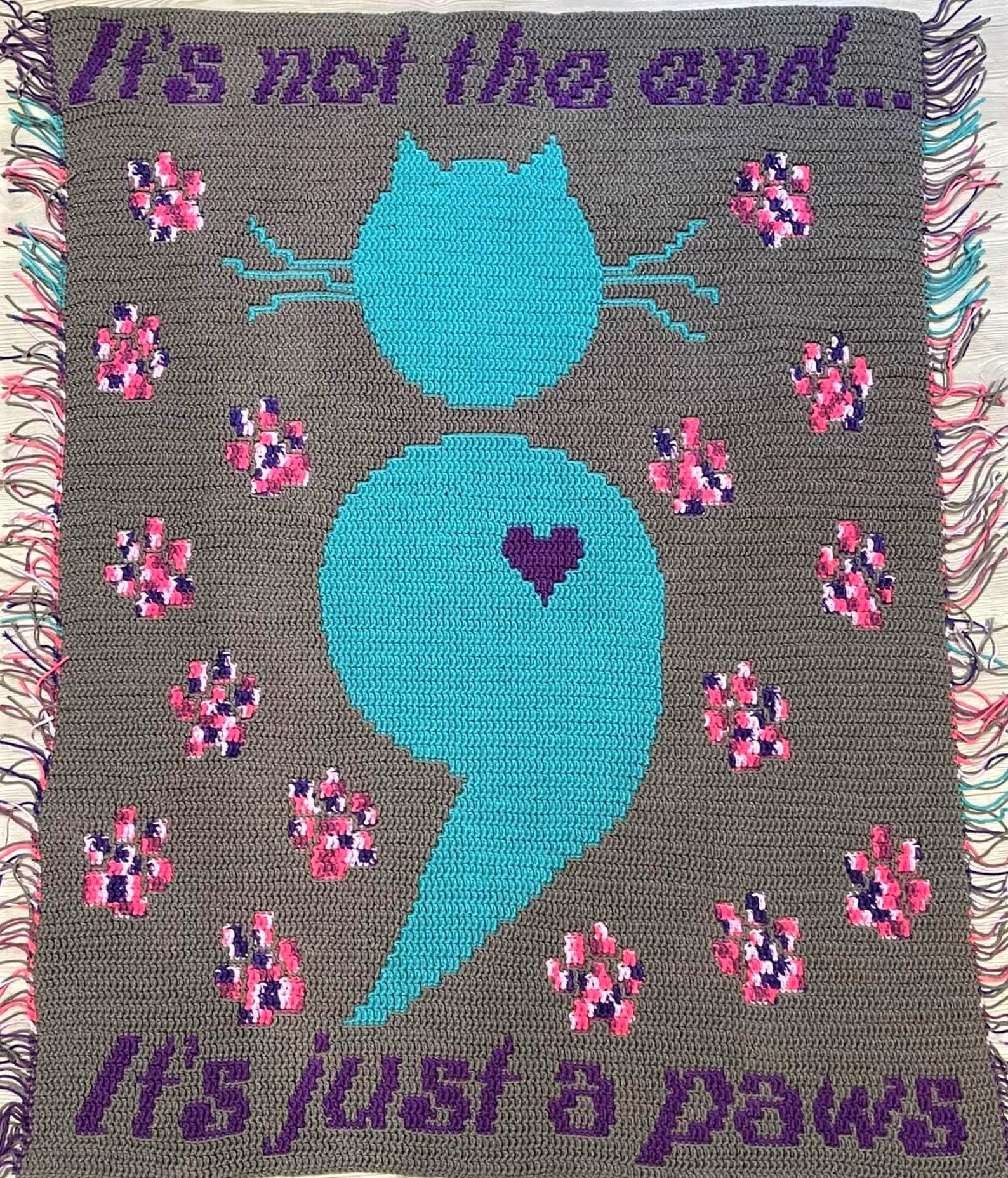 Semicolon Cat Mosaic Crochet Blanket PATTERN ONLY - Etsy