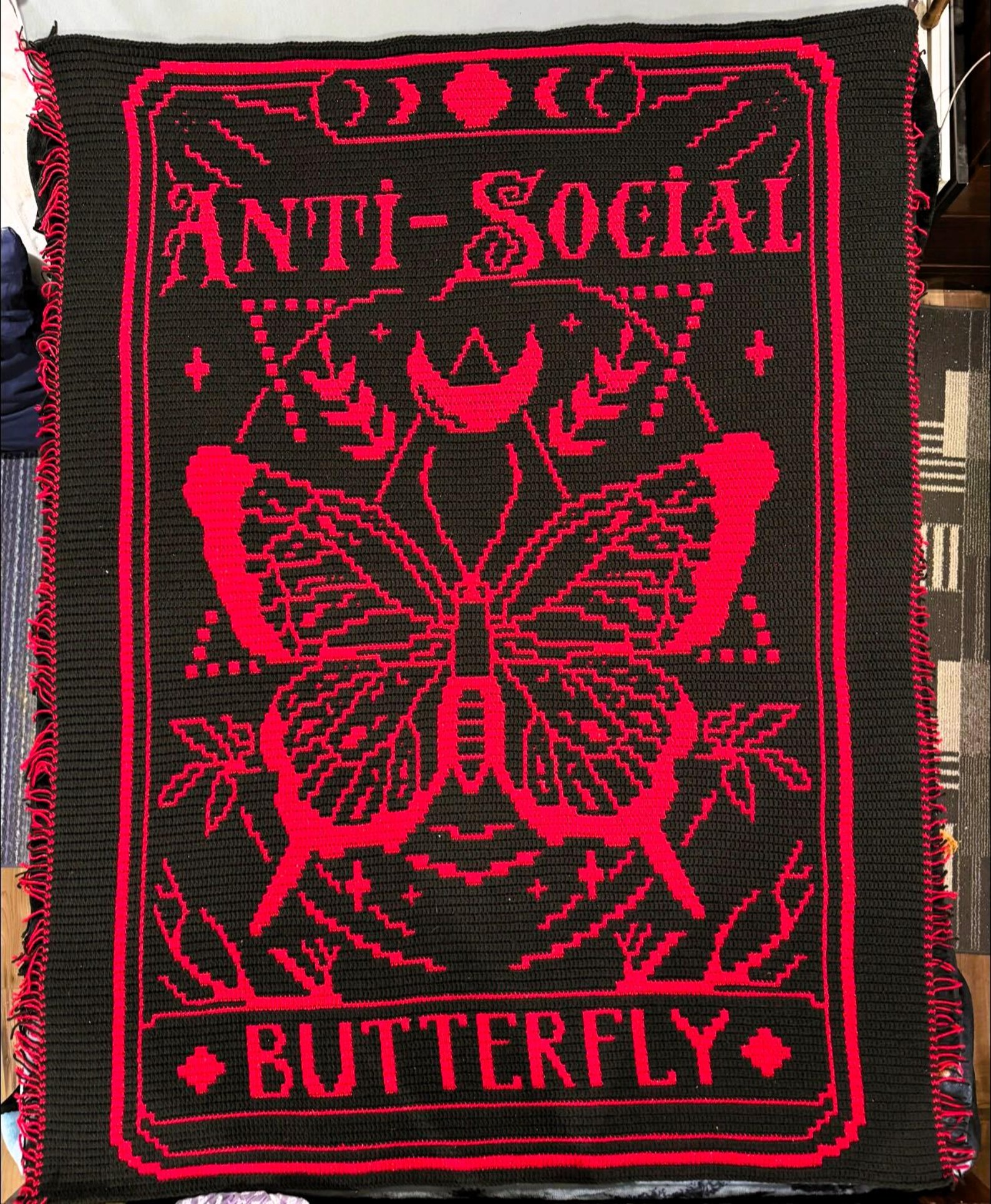 Anti-social Butterfly Tarot Overlay Mosaic Crochet Blanket PATTERN ONLY ...