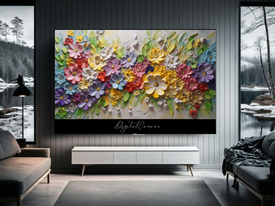 TV Frame Art Flower Abstract Art Samsung Art Samsung - Etsy