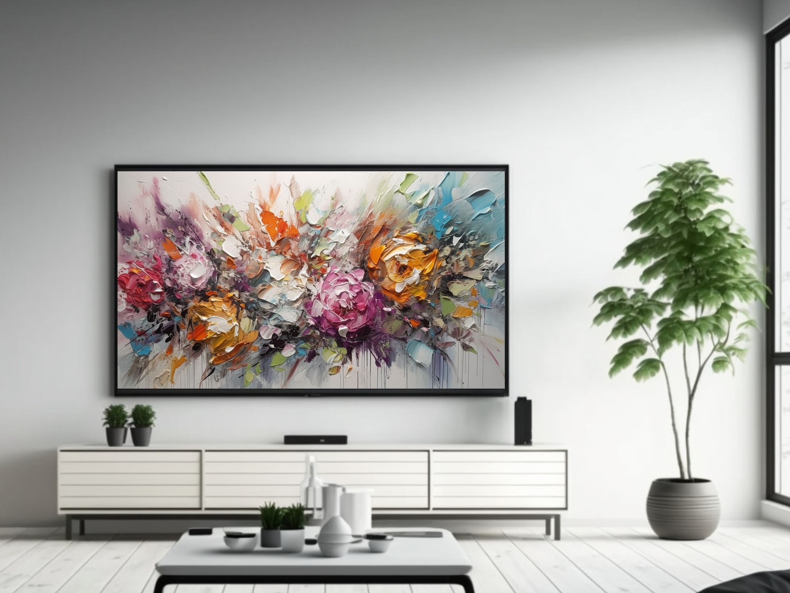 Modern Minimalist Floral TV Art | Samsung TV Frame Art | Samsung Frame ...