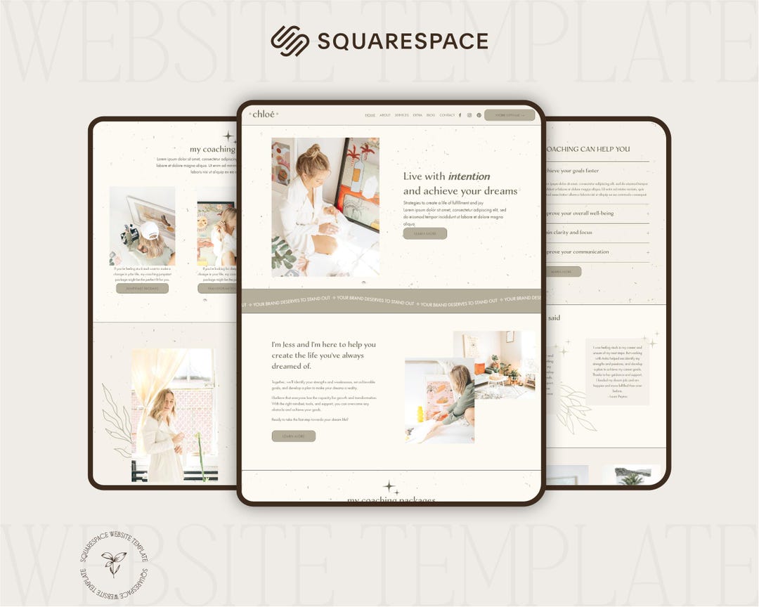 Squarespace Template for Lifestyle Coach, Coaching Website Template for ...