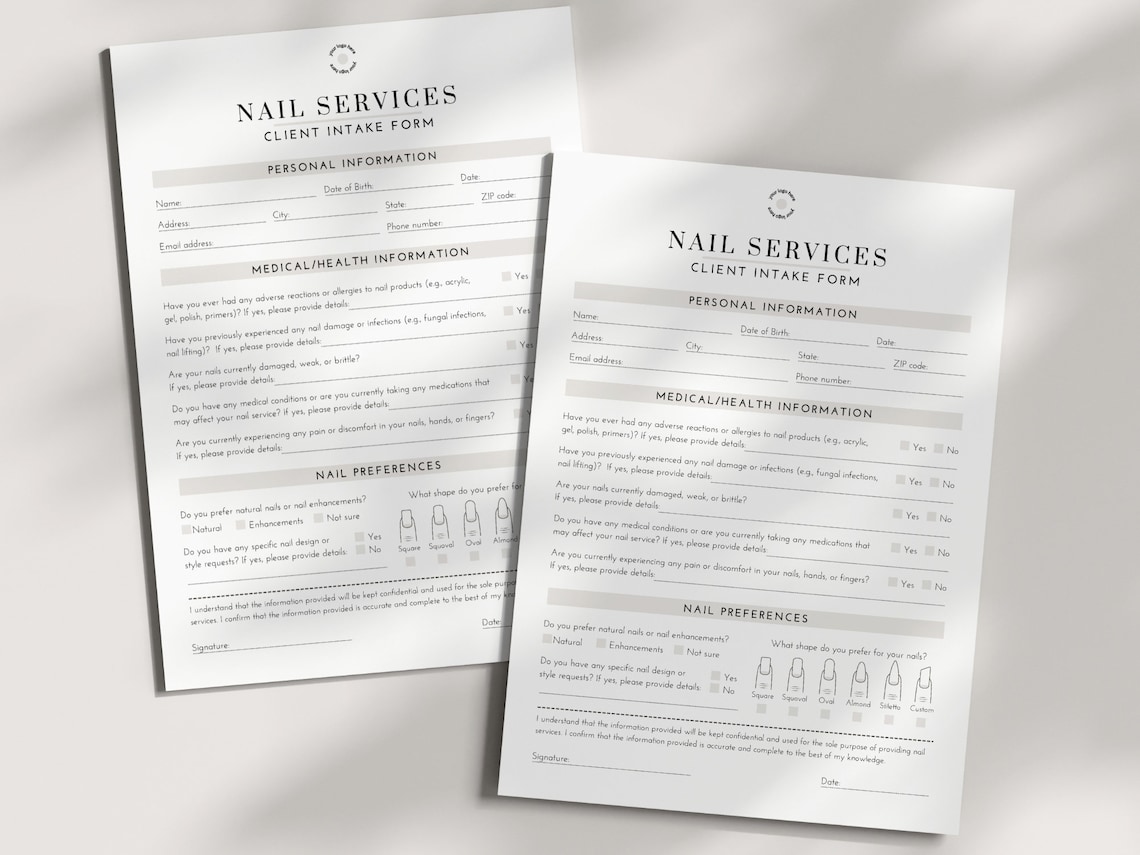 Editable Client Consultation Form Template for Nail Technicians • Edit ...