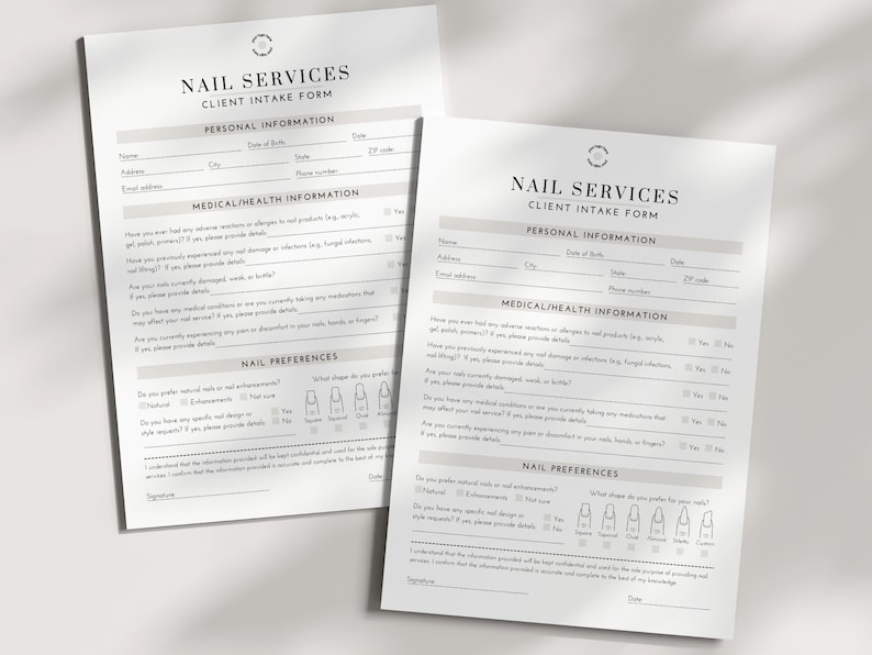 Editable Client Consultation Form Template for Nail Technicians • Edit ...