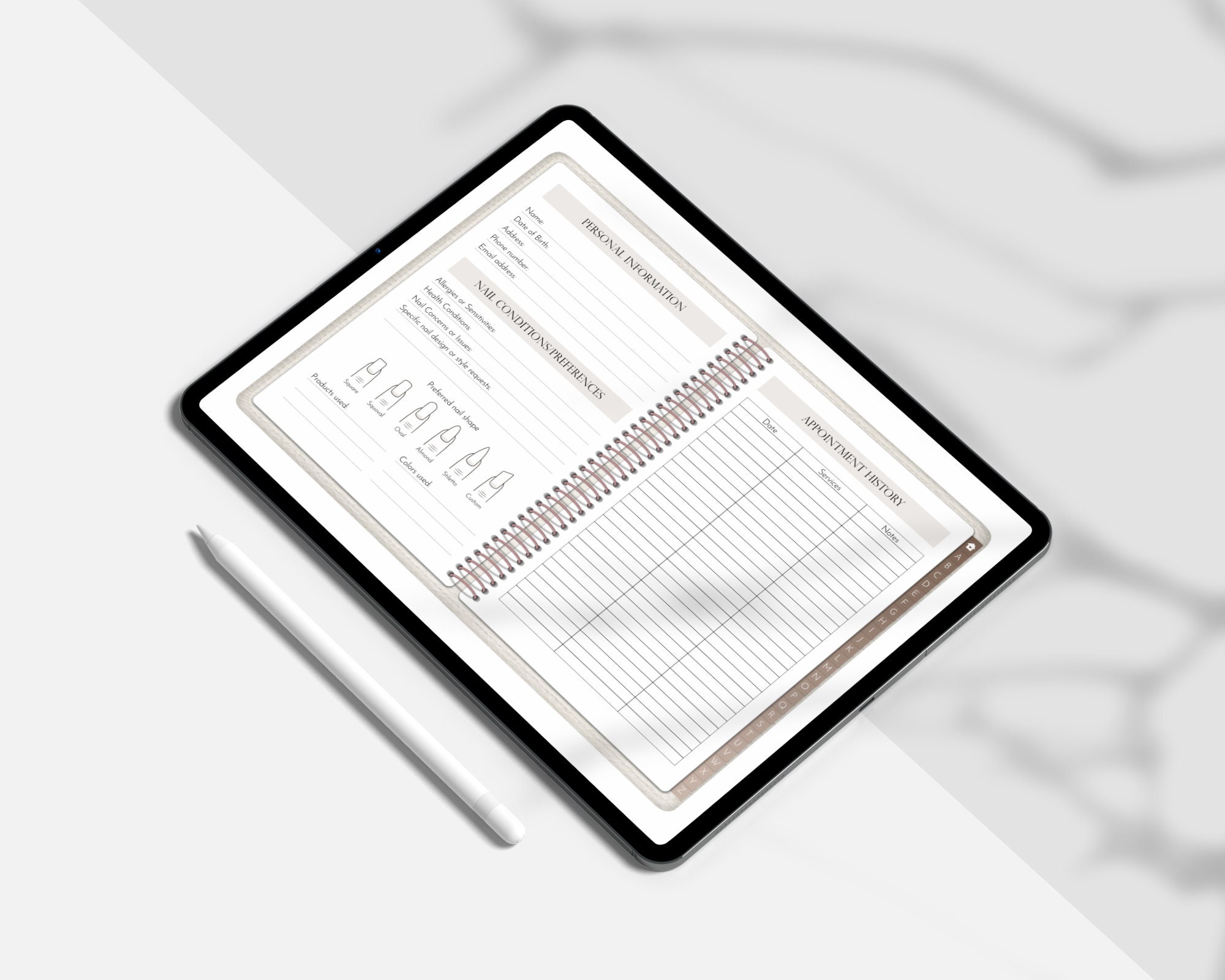 Digital Client Record Book for Nail Technicians • Fully Hyperlinked for ...