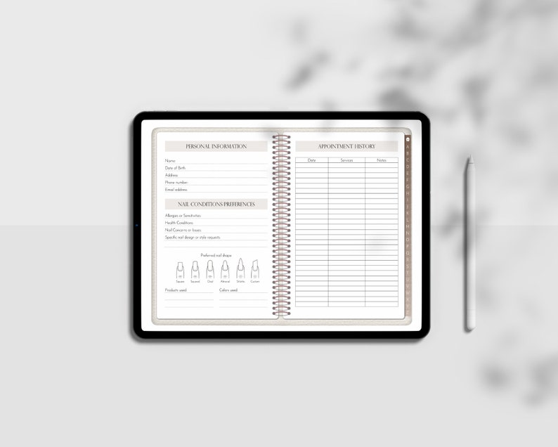Digital Client Record Book for Nail Technicians • Fully Hyperlinked for ...