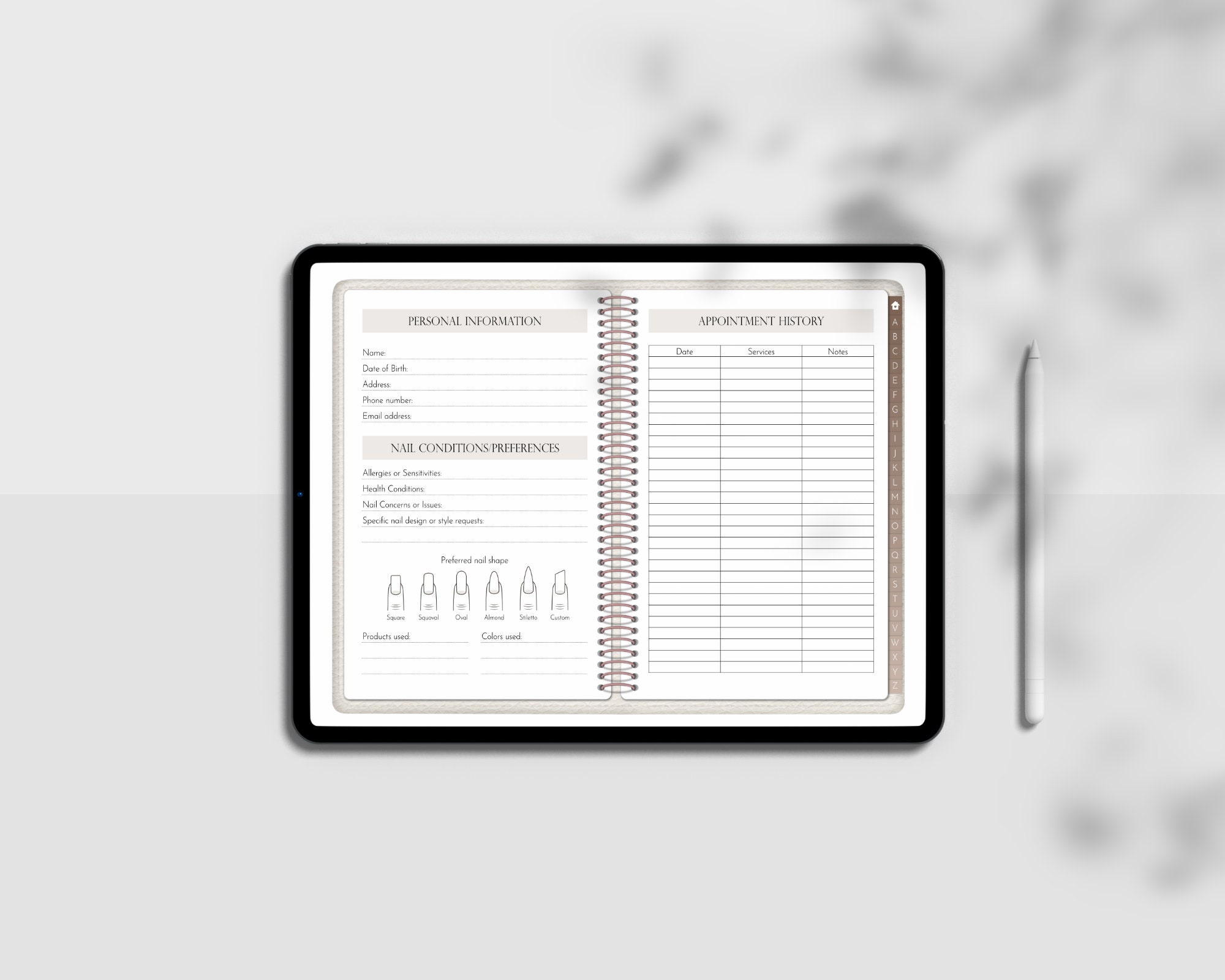 Digital Client Record Book for Nail Technicians • Fully Hyperlinked for ...